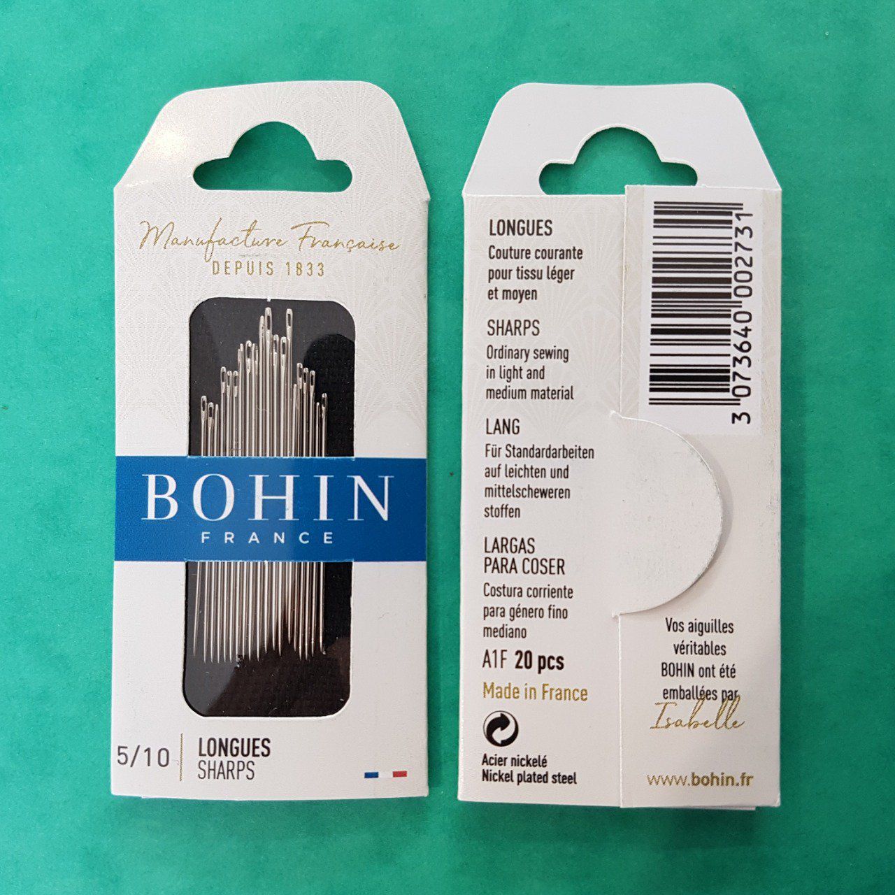 Aiguilles à coudre Bohin - Coudstonsac